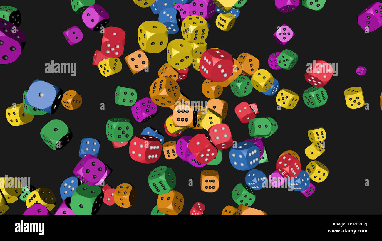 Rainbow Color Dice, 3D illustration on Black Stock Photo - Alamy