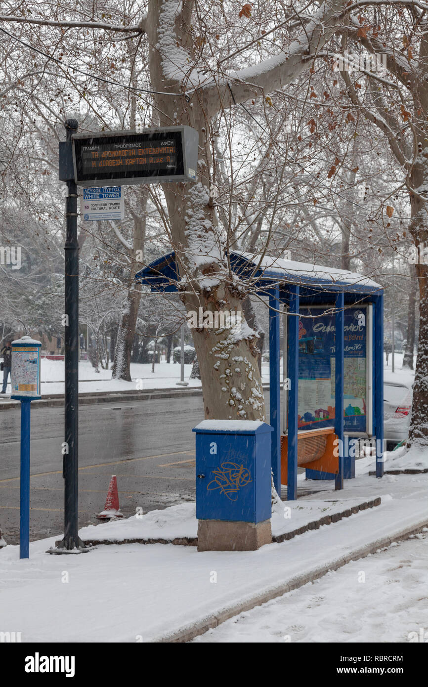 Bus stop sign greece hi-res stock photography and images - Alamy
