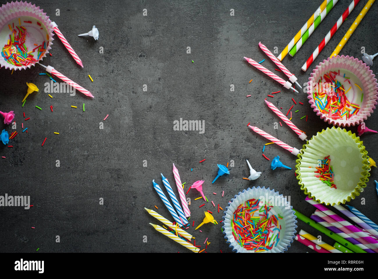 Accessories for holiday and birthday baking. View from above with copy ...