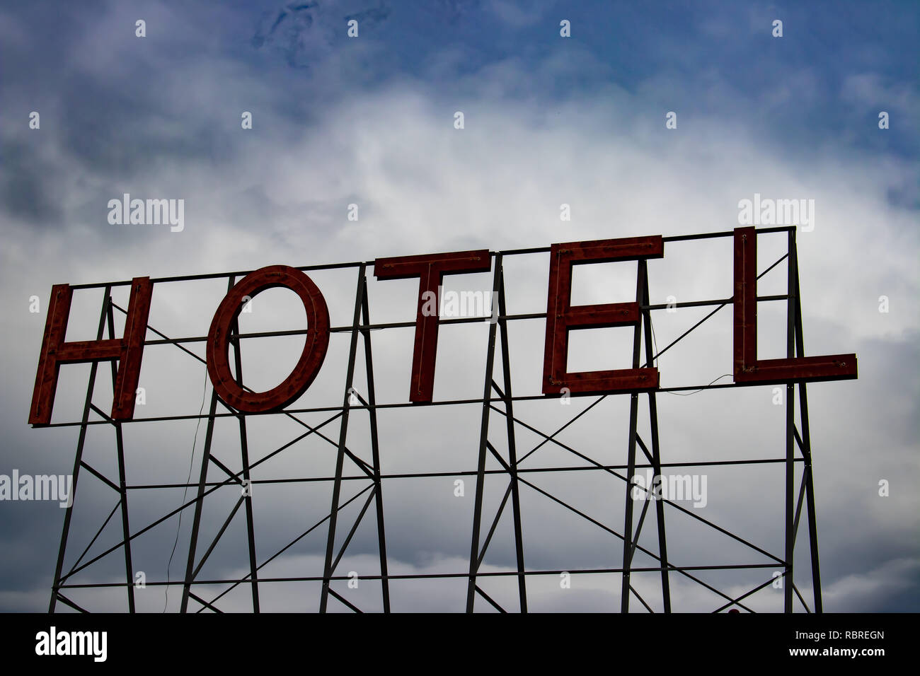 Red hotel sign hi-res stock photography and images - Alamy