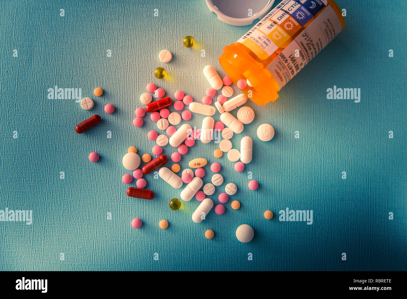 Tablets pills capsule heap mix therapy drugs, antidepressant ...