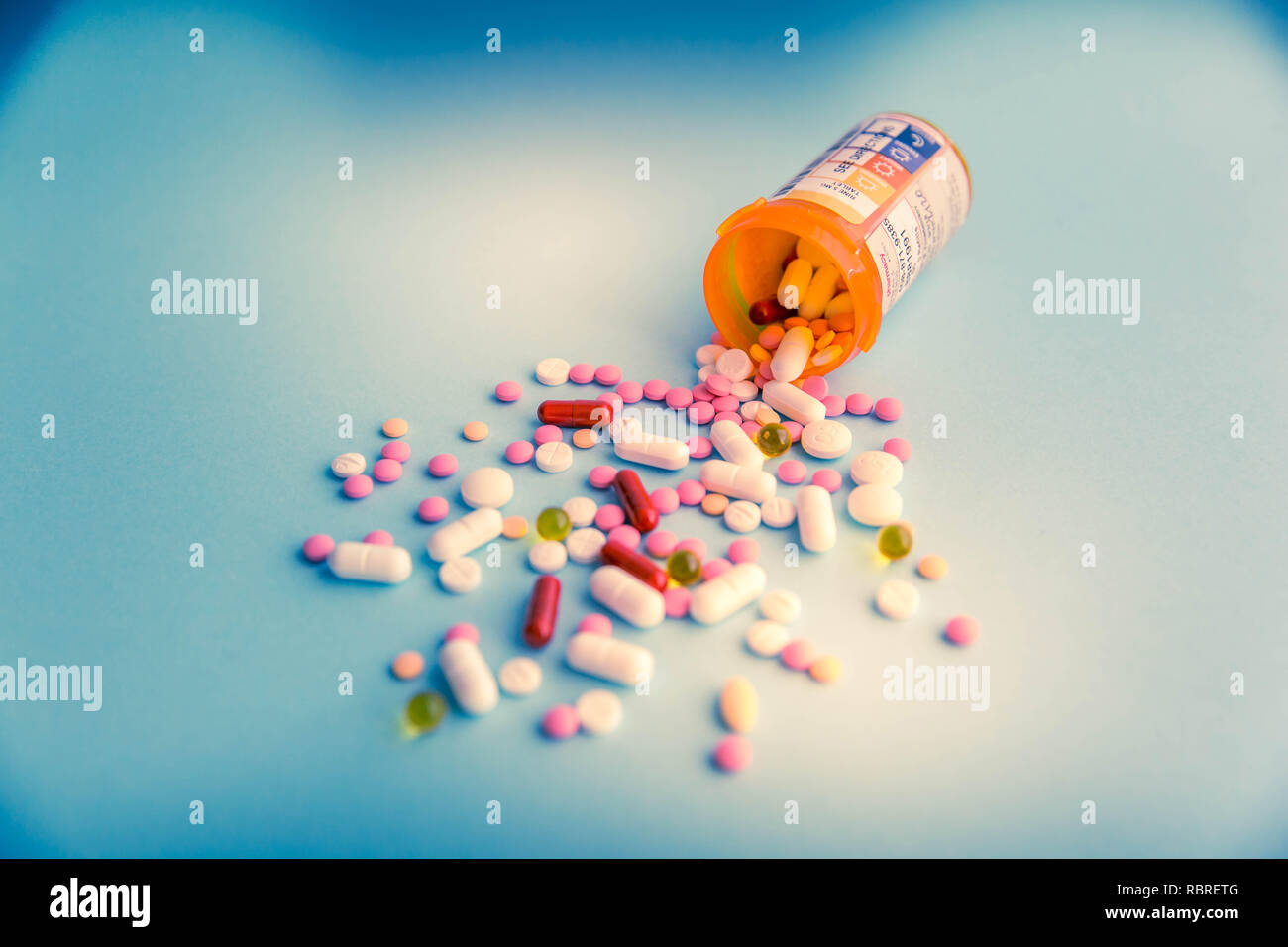 Tablets pills capsule heap mix therapy drugs, antidepressant ...
