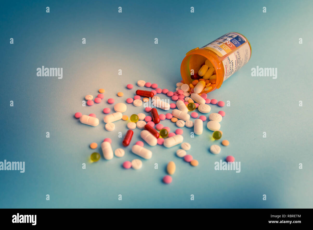 Tablets pills capsule heap mix therapy drugs, antidepressant ...