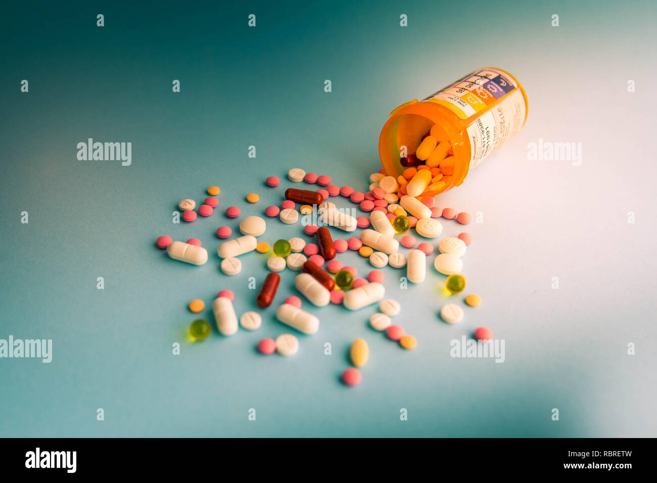 Tablets pills capsule heap mix therapy drugs, antidepressant ...