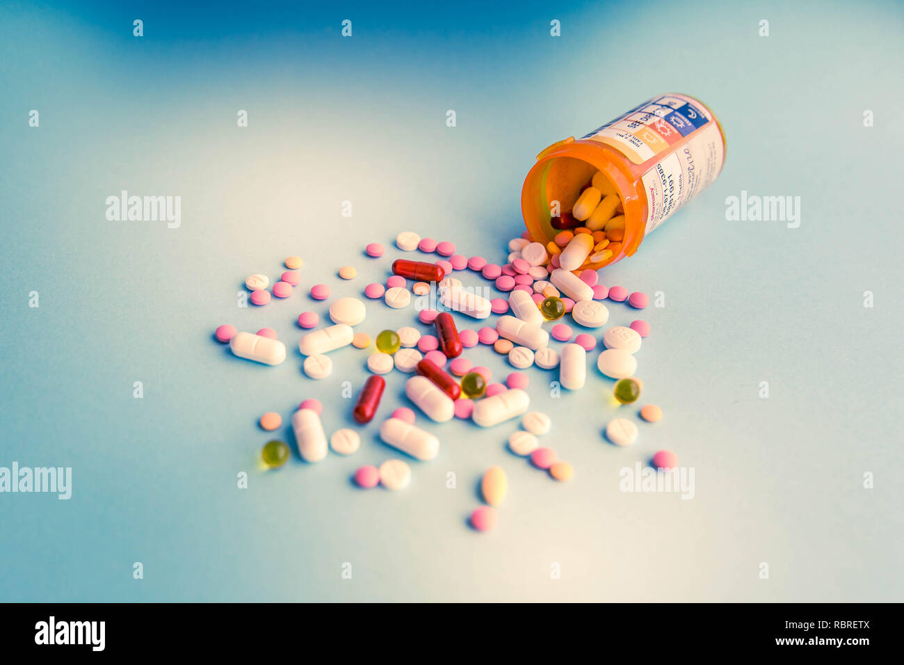 Tablets pills capsule heap mix therapy drugs, antidepressant ...