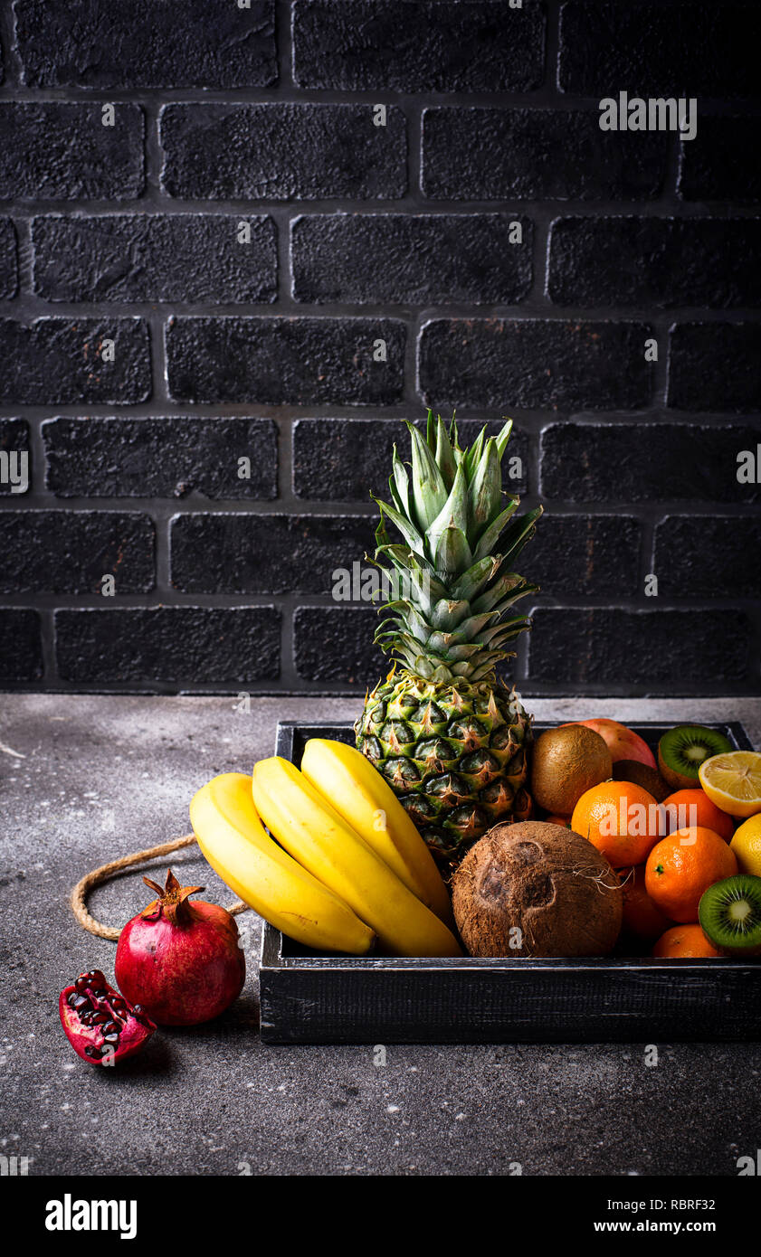 Tropical exotic fruit fruits kiwi orange pineapple tangerine hi-res ...