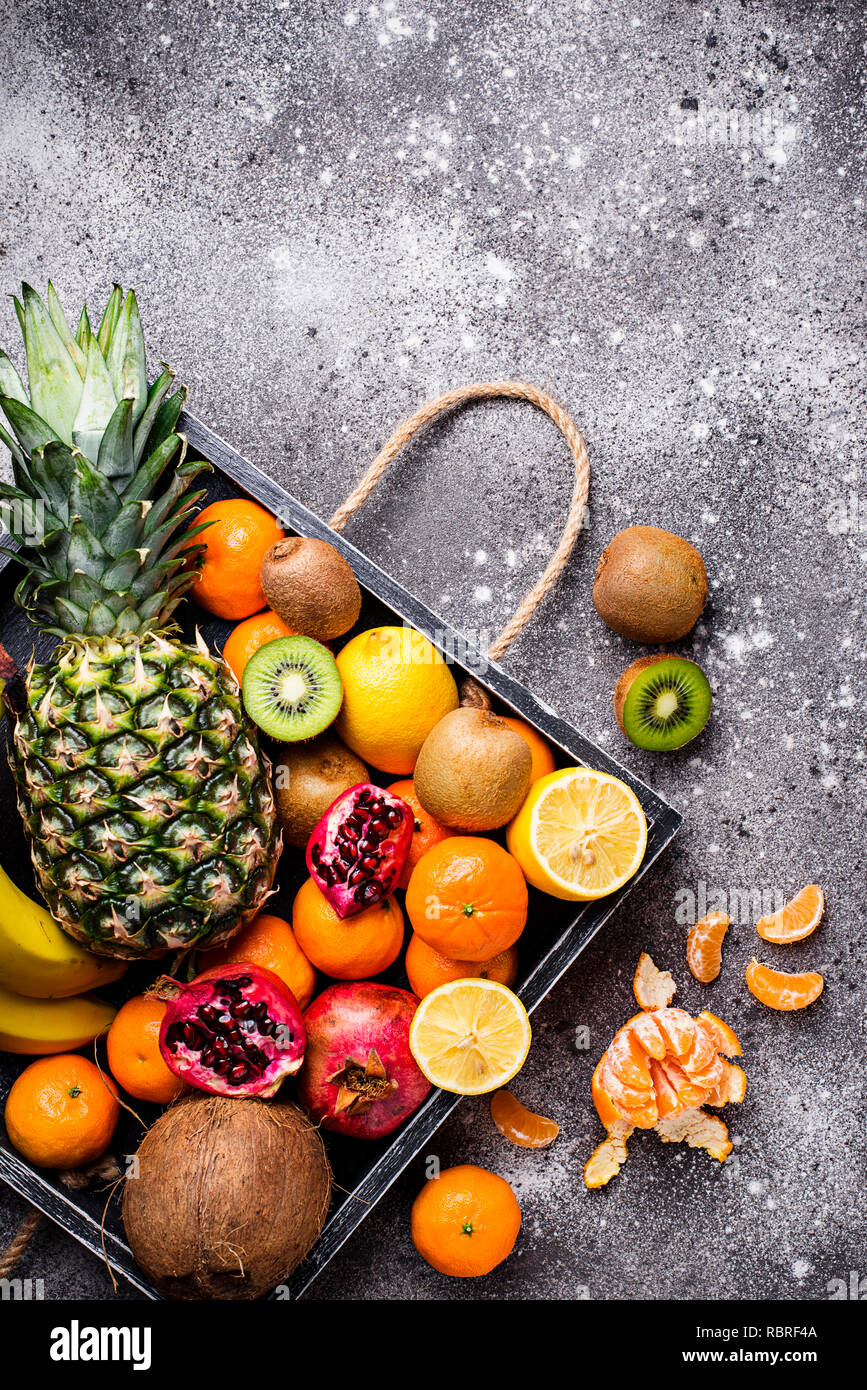 Assortment of fresh tropical fruits Stock Photo - Alamy