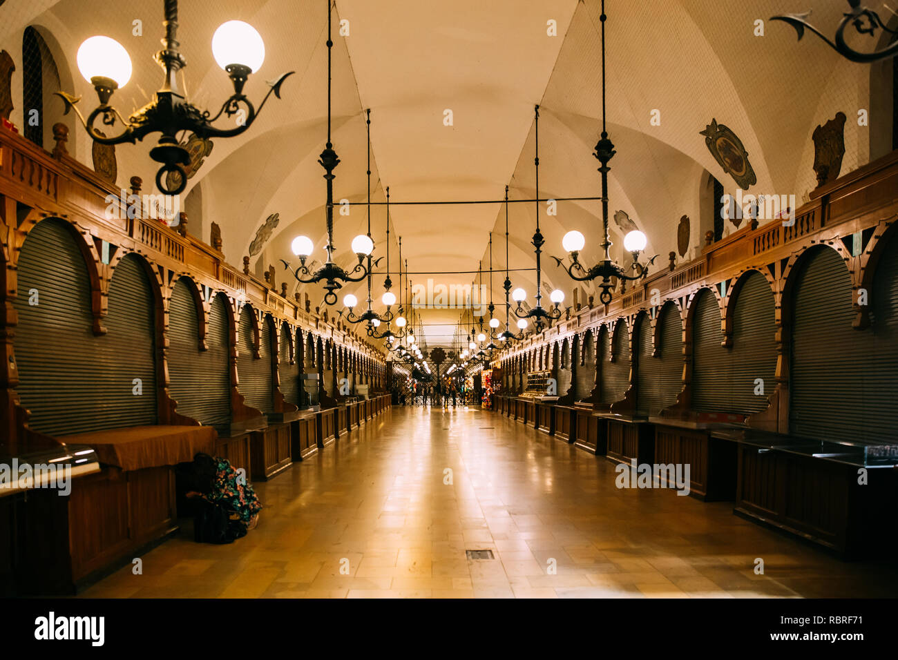 Krakow, Poland. Cloth Hall Inside During Night Stock Photo - Alamy