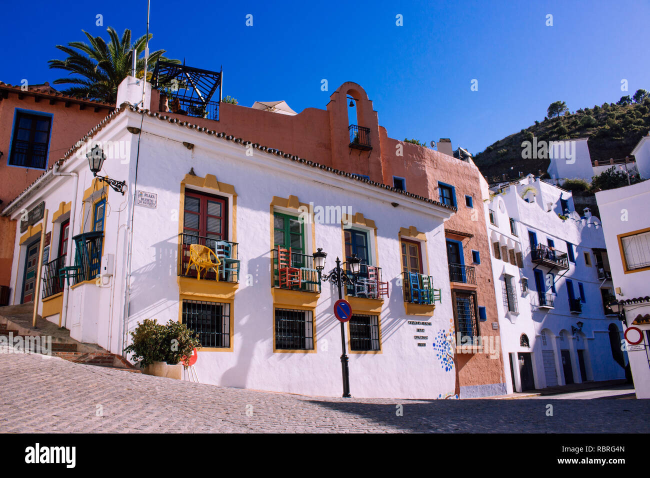 Street. A small traditional Spanish street. Benahavis village, Costa ...