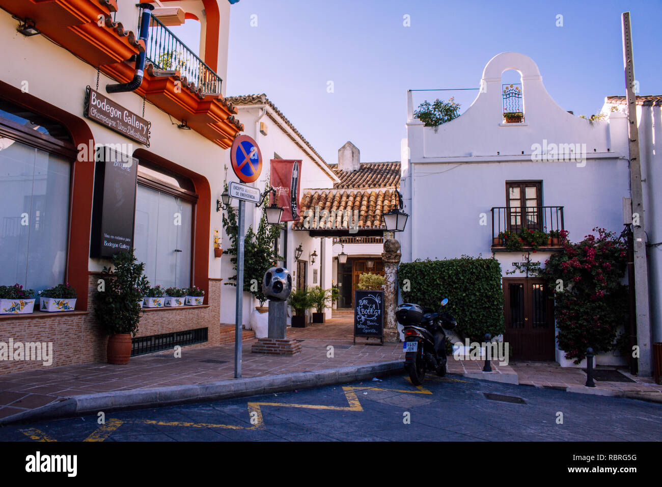 Street. A small traditional Spanish street. Benahavis village, Costa ...