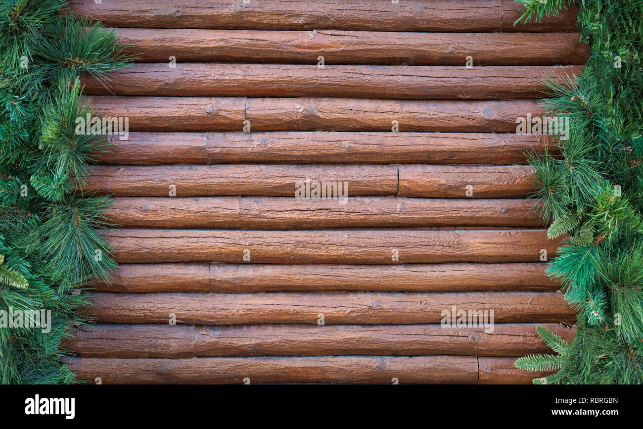 Wooden background with spruce and fir logs Stock Photo - Alamy