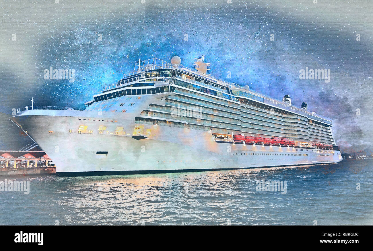 Cruise ship heading to vacation Stock Photo - Alamy