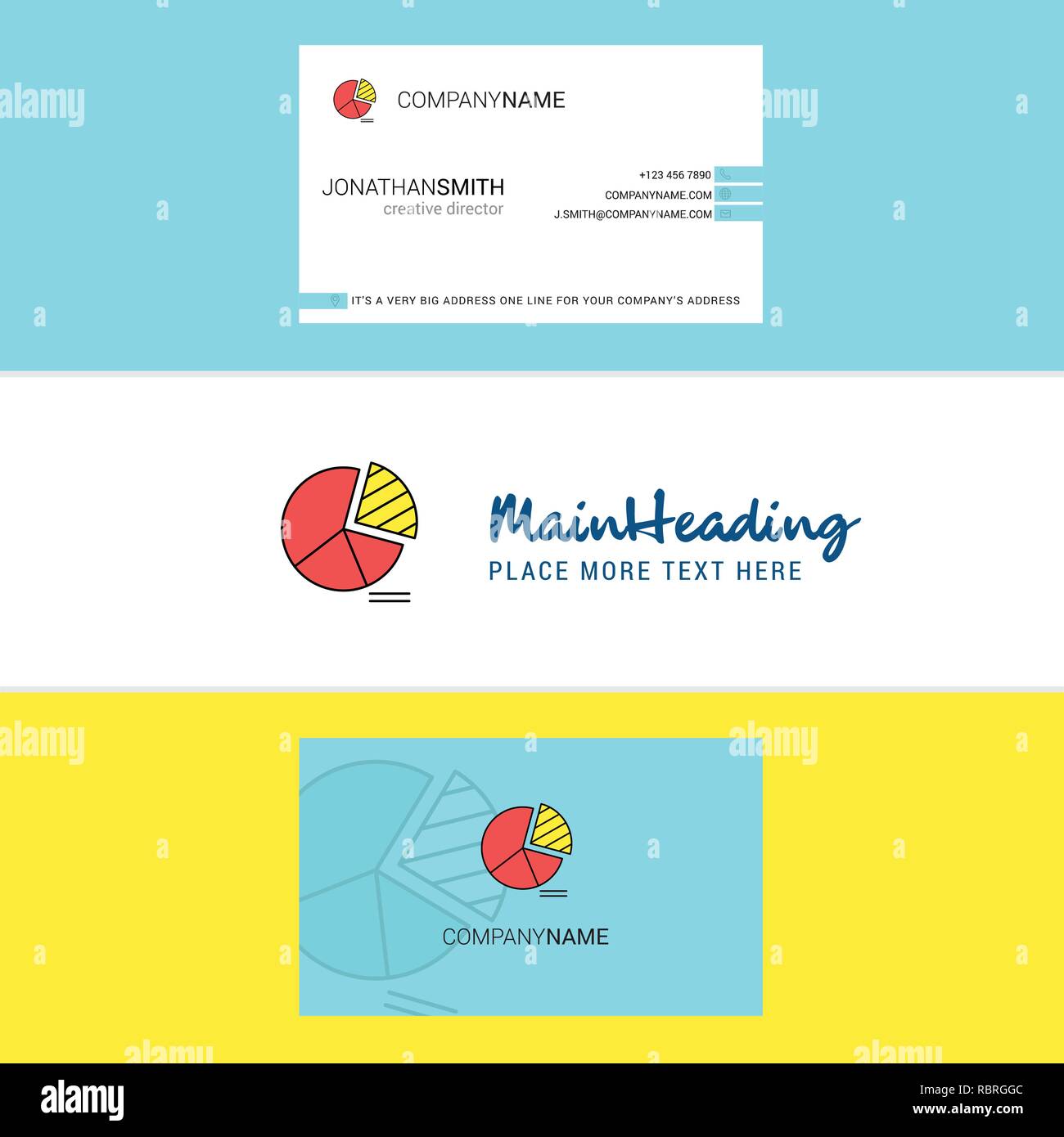 Beautiful Pie chart Logo and business card. vertical Design Vector ...
