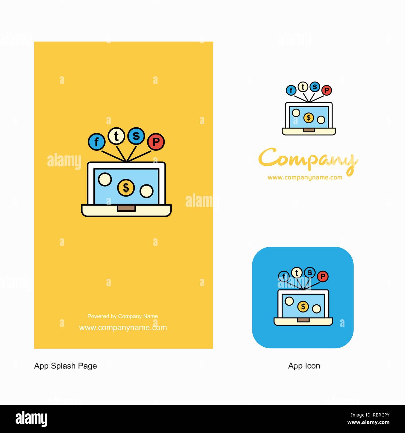 Laptop Company Logo App Icon and Splash Page Design. Creative Business ...