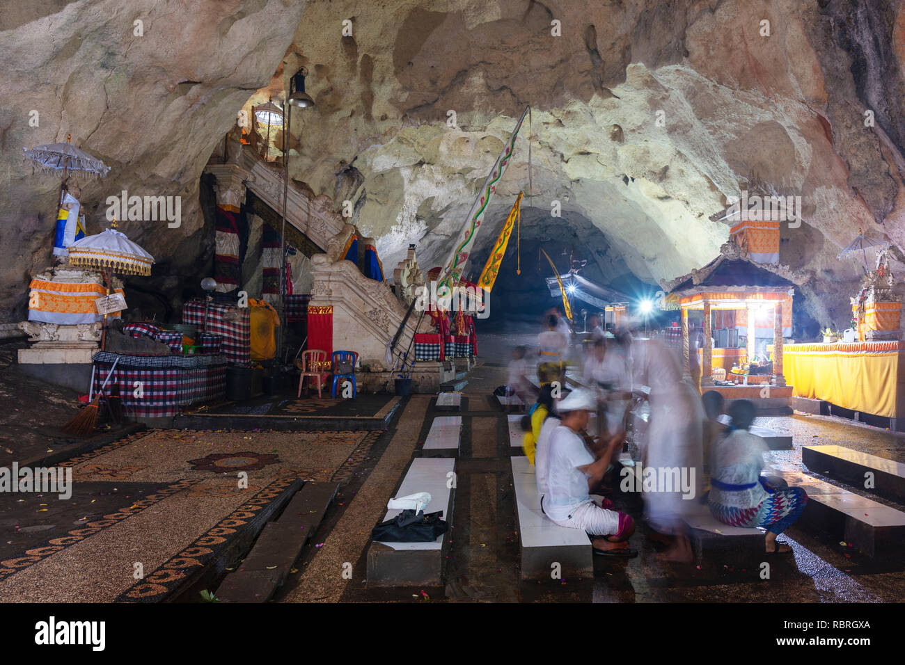 Hindu devotees pray in Goa Giri Putri, also known as the cave temple ...