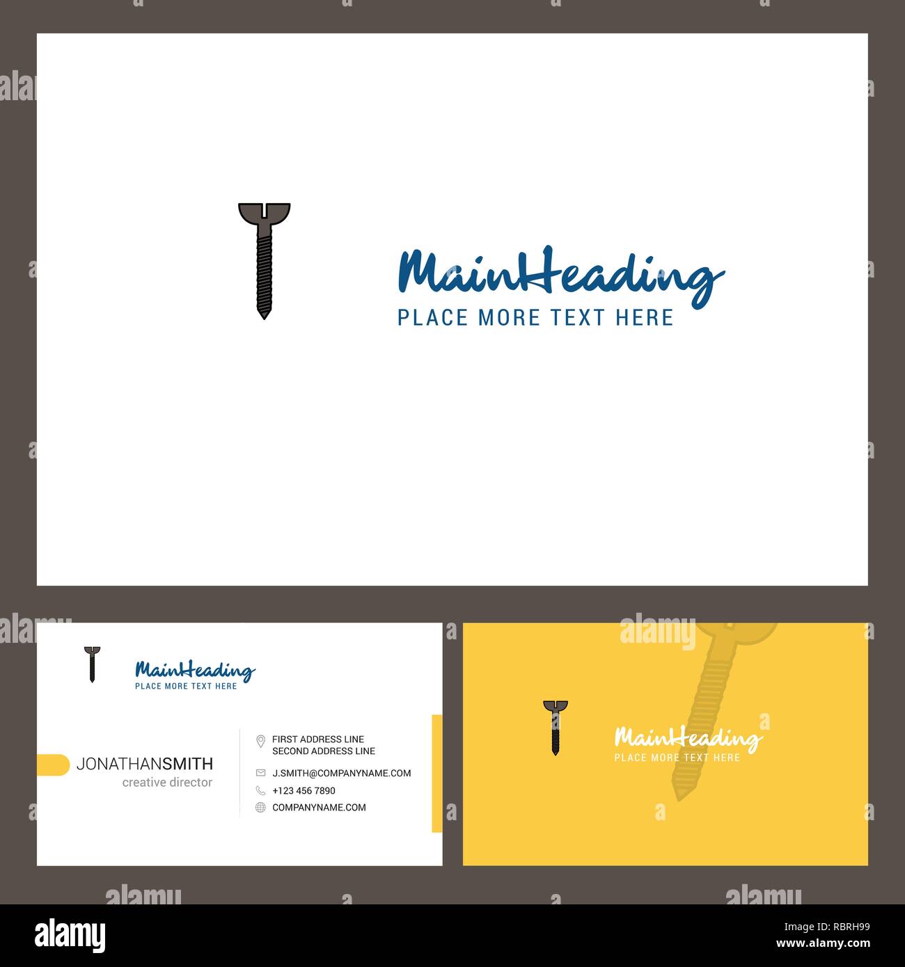 Screw Logo design with Tagline & Front and Back Busienss Card Template ...
