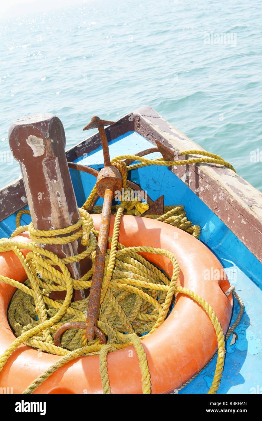An anchor on a boat Stock Photo - Alamy