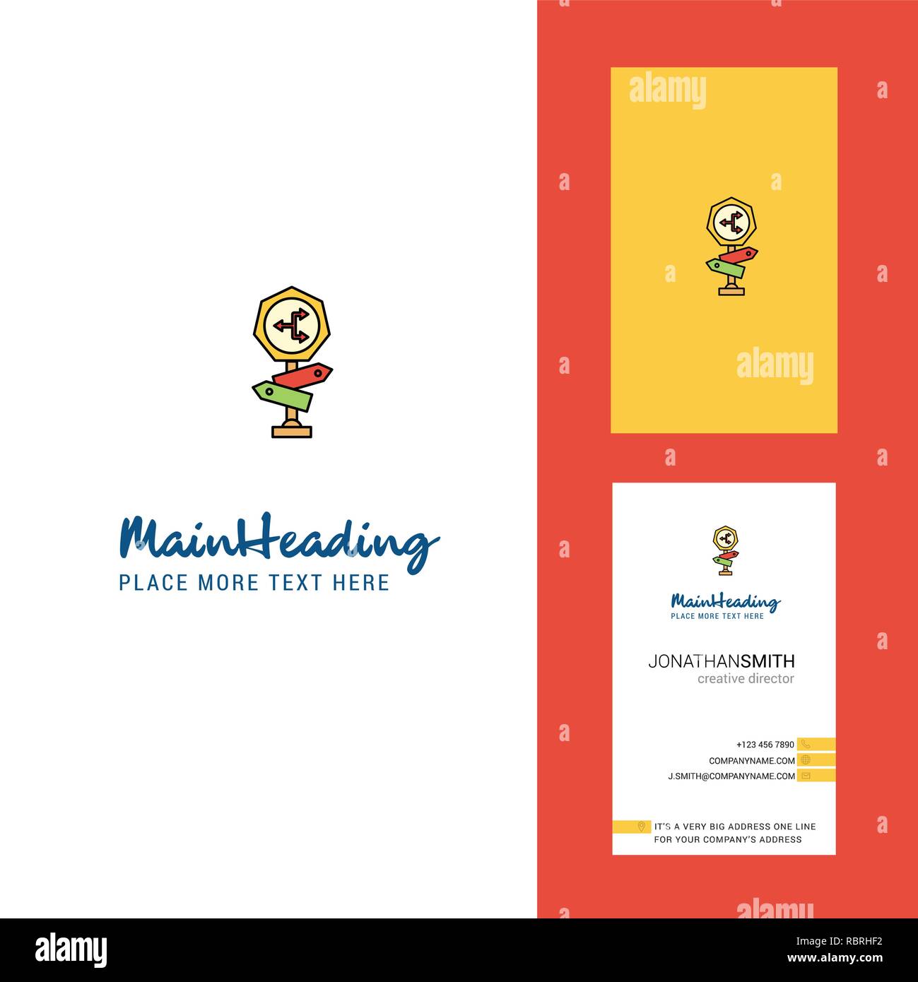 Alternative way road sign Creative Logo and business card. vertical ...