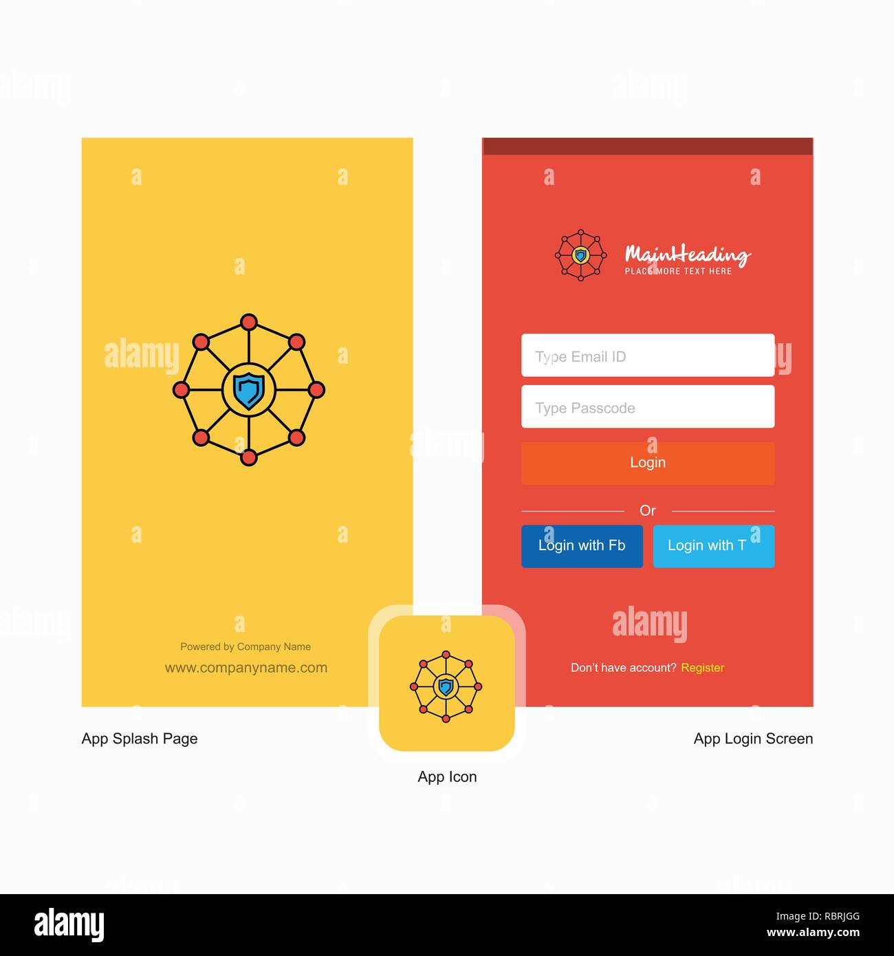 Company Sheild protected Splash Screen and Login Page design with Logo ...