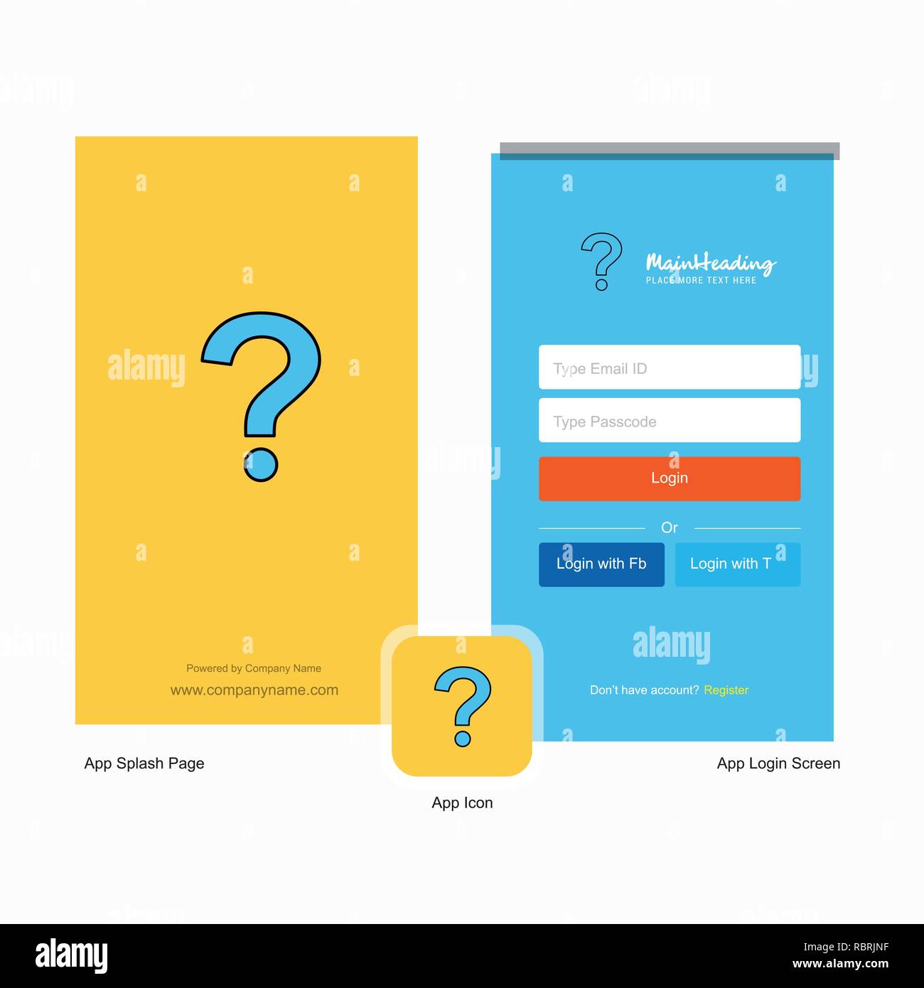Company Question mark Splash Screen and Login Page design with Logo ...
