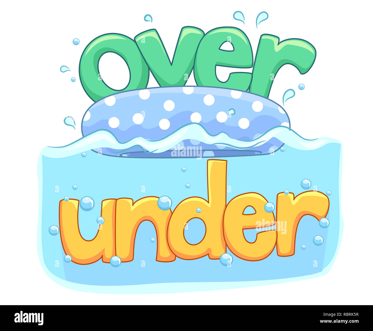 Illustration of Over and Under Water as Part of English Lesson Stock ...