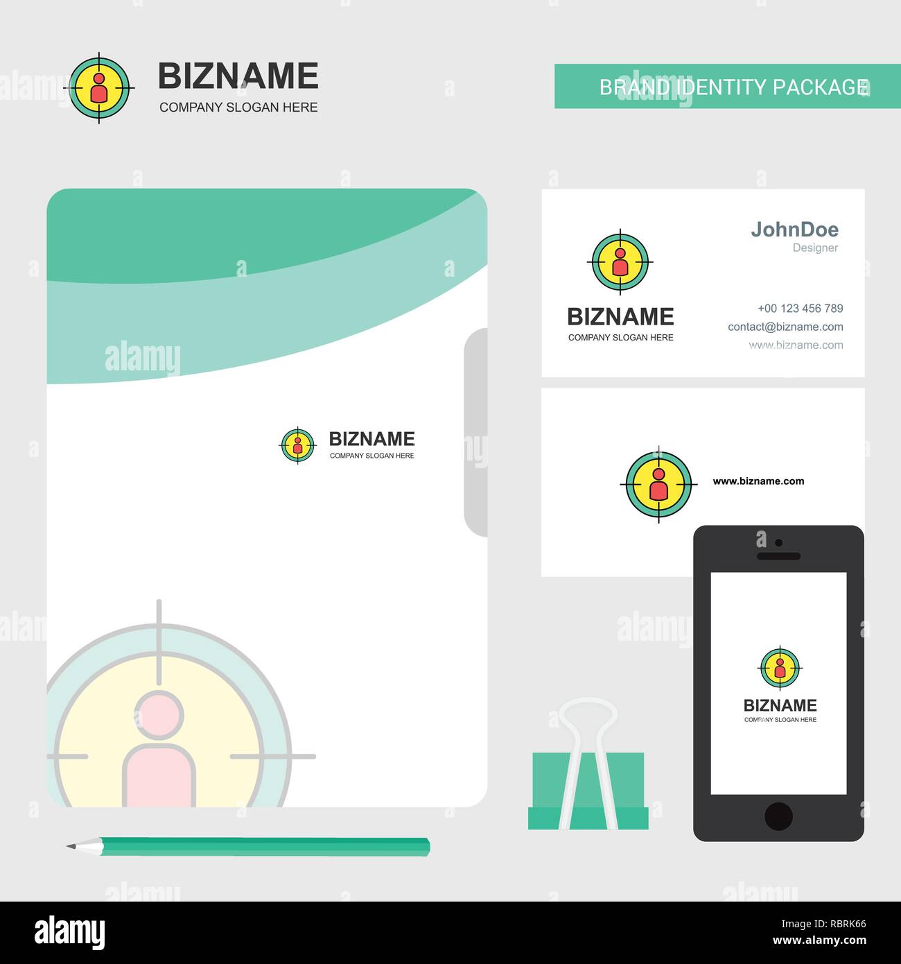 Target Business Logo, File Cover Visiting Card and Mobile App Design ...