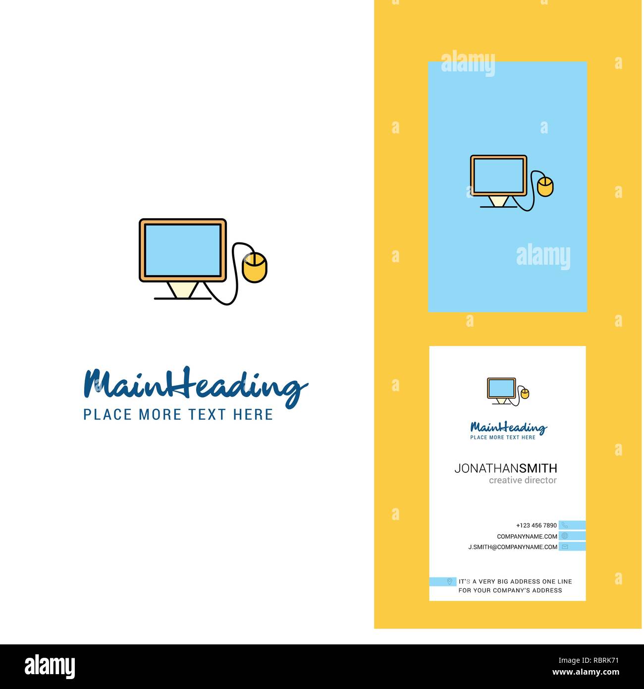 Computer Creative Logo and business card. vertical Design Vector Stock ...