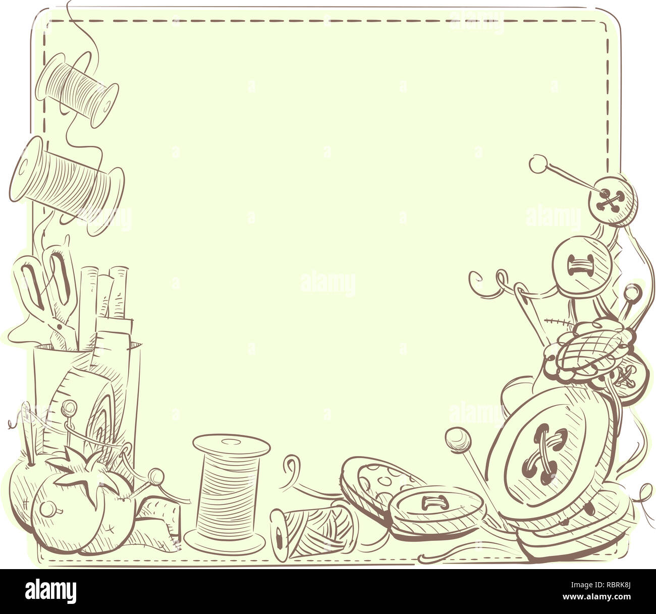 Sketch Illustration of Different Sewing Notions Framing a Background ...
