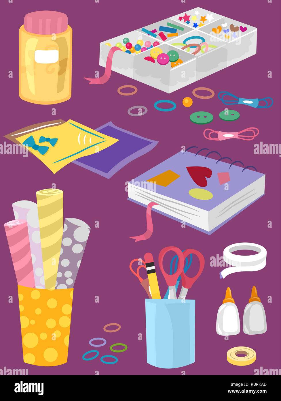 Illustration of Different Crafts Elements from Buttons, Wrapper, Paper ...