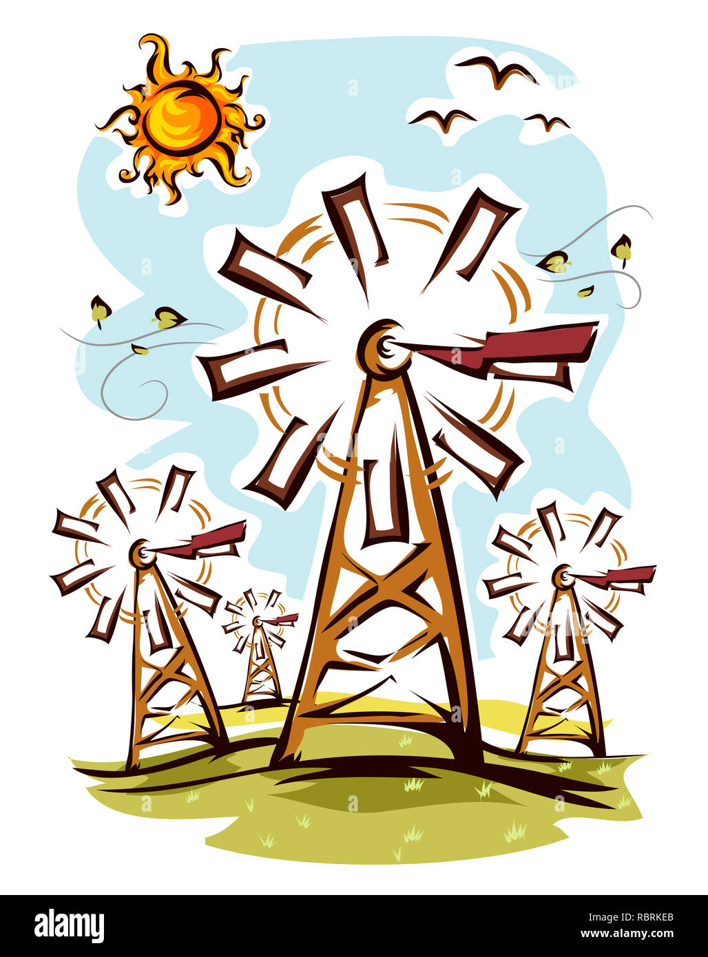 Clipart illustration cartoon windmill hi-res stock photography and ...
