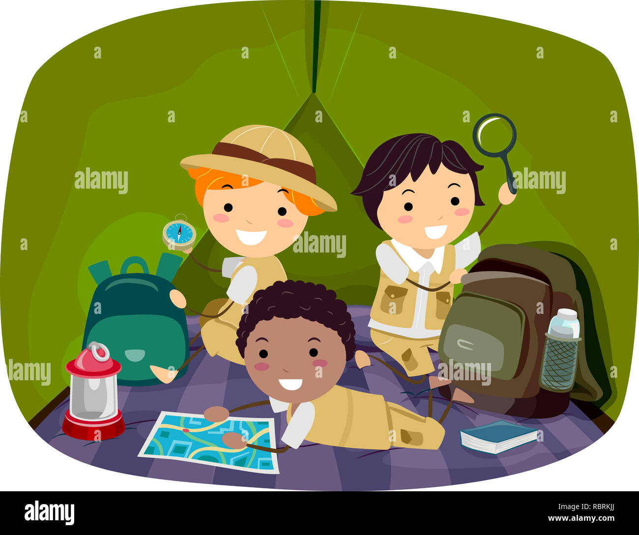 Illustration of Stickman Kids Boys Inside a Tent Camping Stock Photo ...