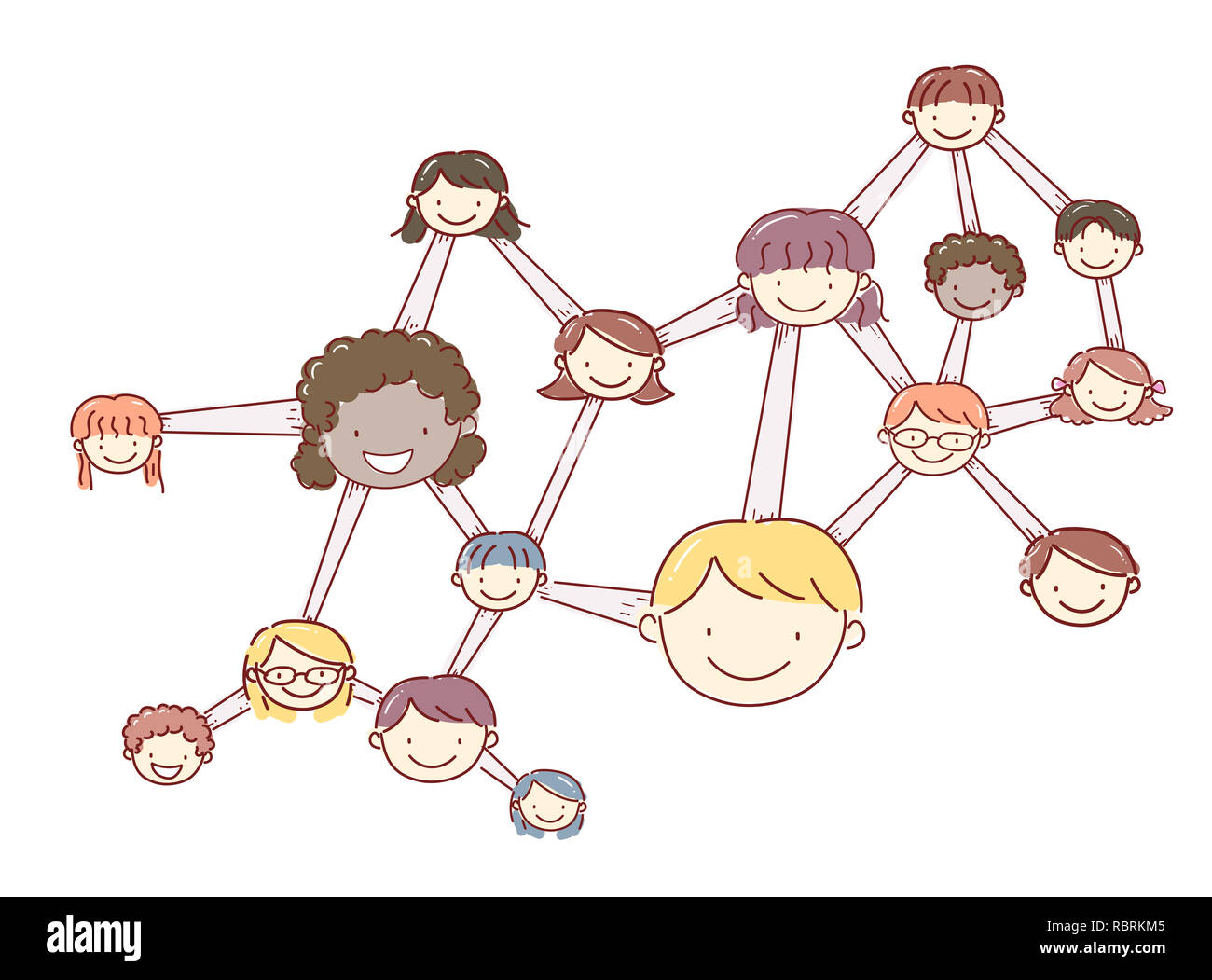 Illustration of Stickman Kids Heads Forming a Molecule. Science Lesson ...