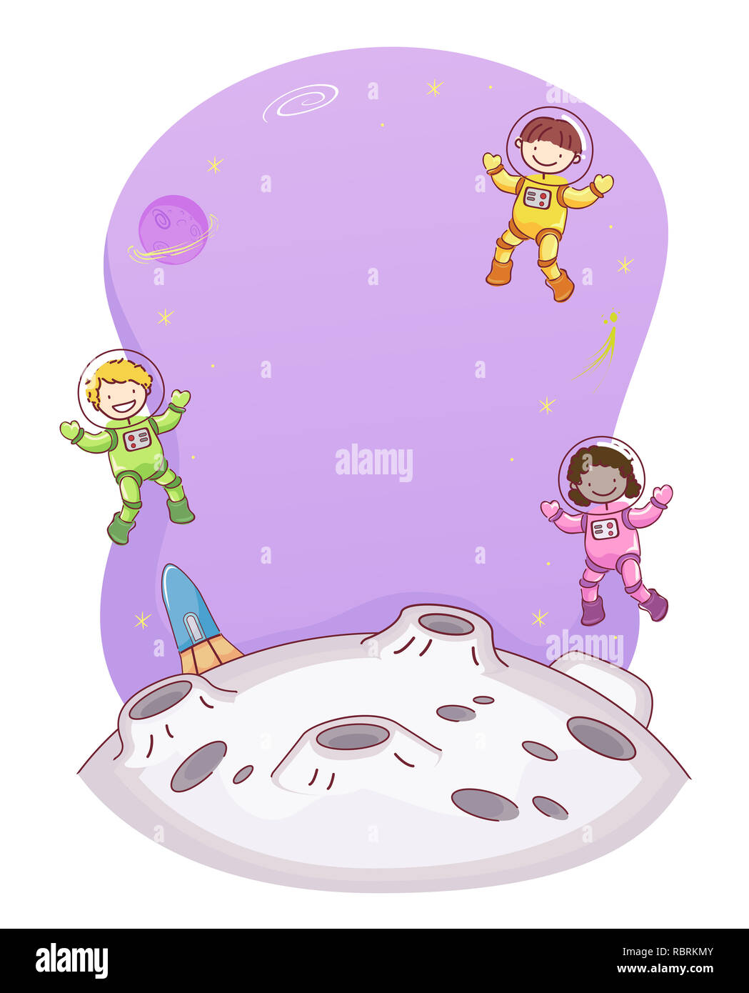 Background Illustration of Stickman Kids Astronauts Floating in Space ...