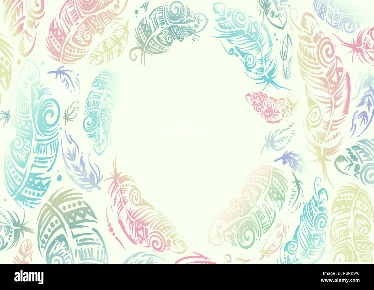 Illustration of Boho Feathers Design Frame Stock Photo - Alamy