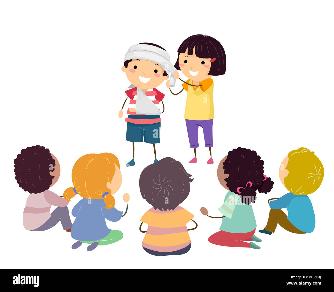 Illustration of Stickman Kids Listening and Learning How to Apply ...