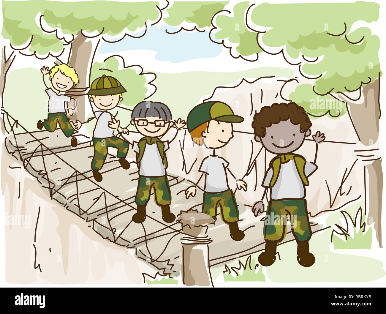 Illustration of Stickman Kids Boys Wearing Soldier Camouflage Uniform ...