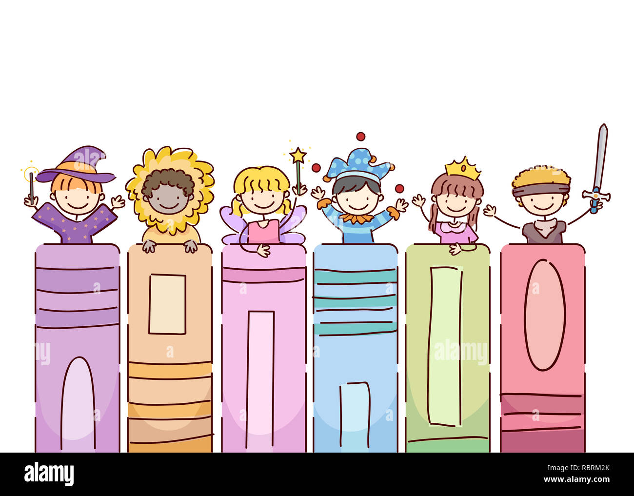Illustration of Stickman Kids Wearing Different Costumes with their Own ...