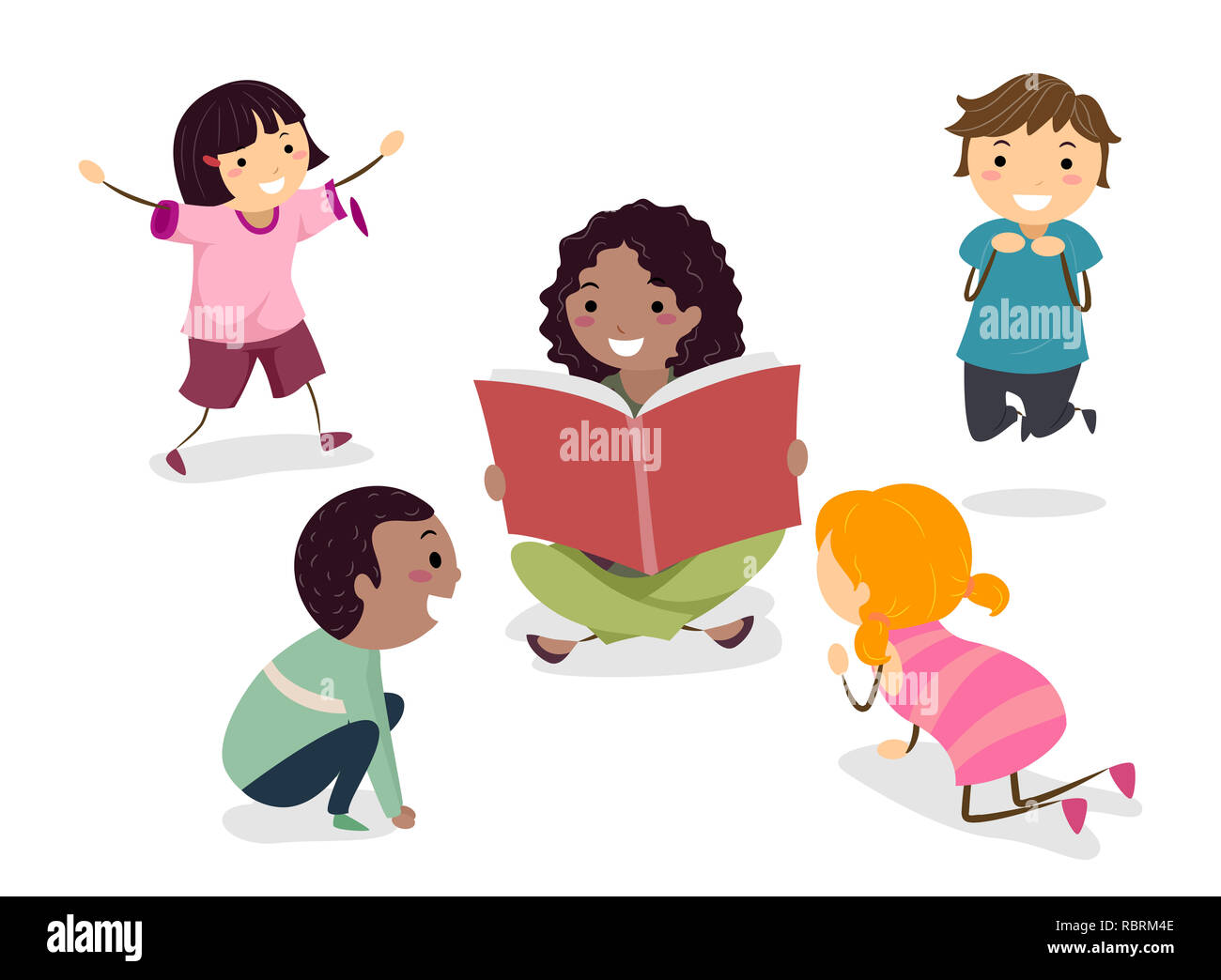 Illustration of Stickman Kids Playing Out Animal Characters in the Book ...