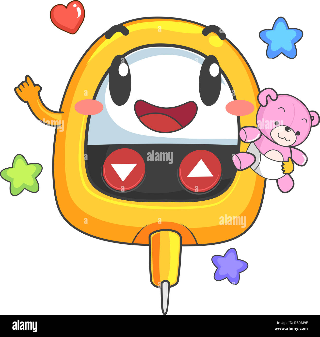 Illustration of a Toddler Glucose Meter Mascot Holding a Teddy Bear Toy ...