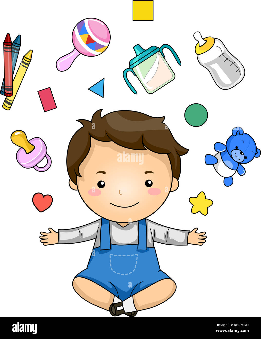 Illustration of a Kid Boy Toddler with Different Objects from Milk ...