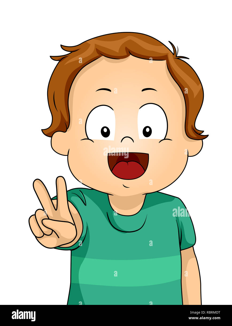 Illustration of a Kid Boy Toddler Holding a Peace Hand Sign and Smiling ...