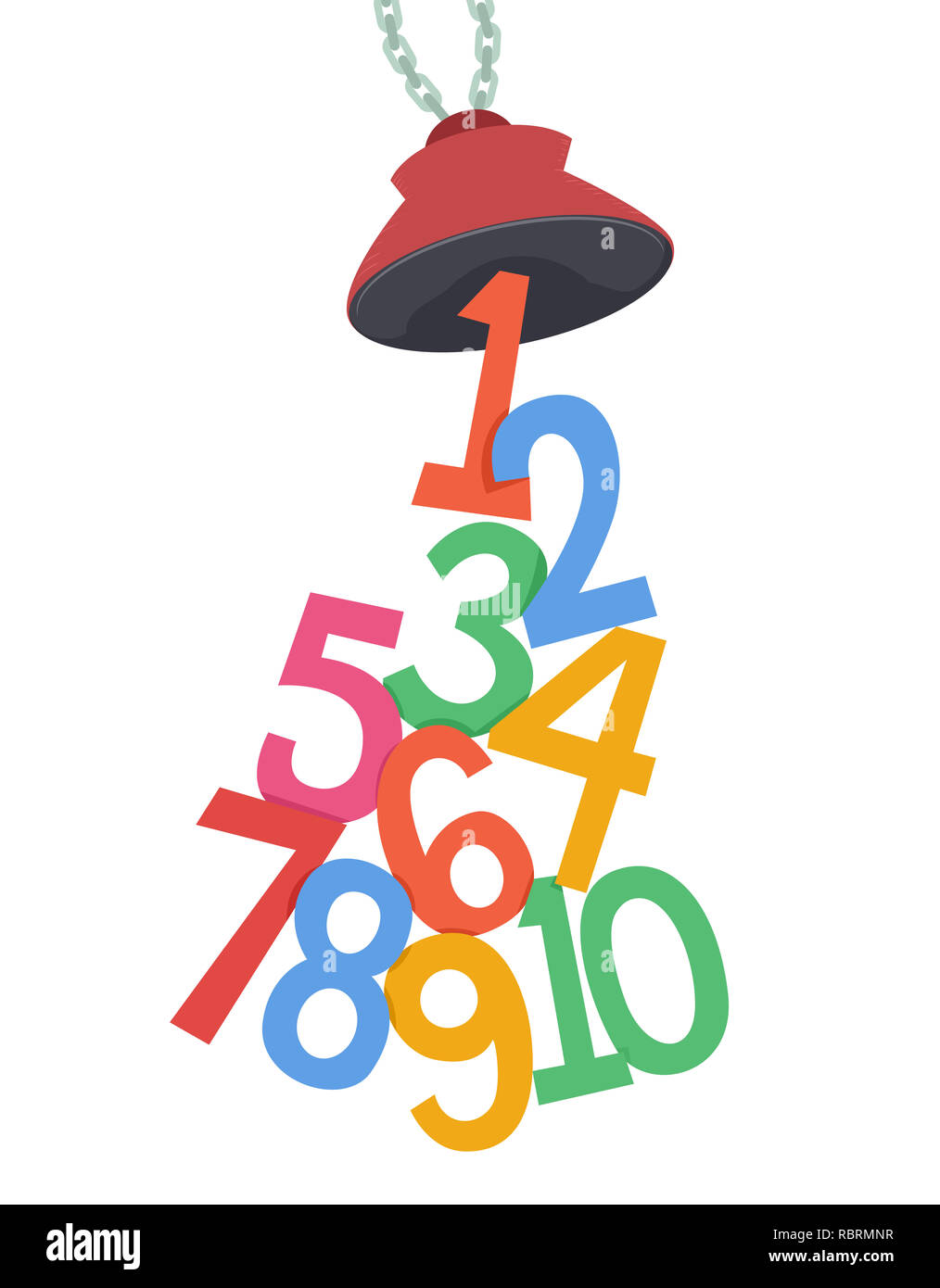 Illustration of a Crane Magnet Pulling Colorful Numbers Up Stock Photo ...
