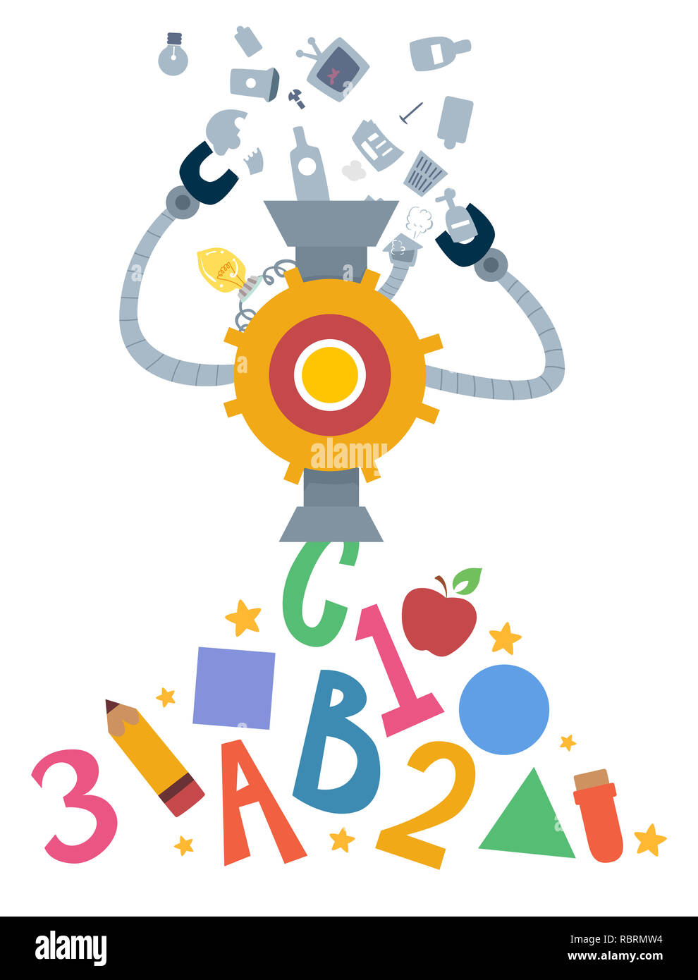 Illustration of a Recycling Machine Putting In Trash and Releasing ...