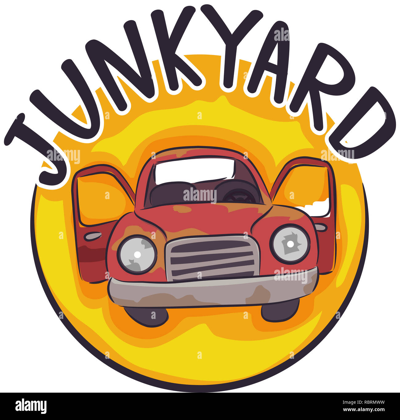 Illustration of a Junkyard Icon with an Old and Abandoned Card with ...