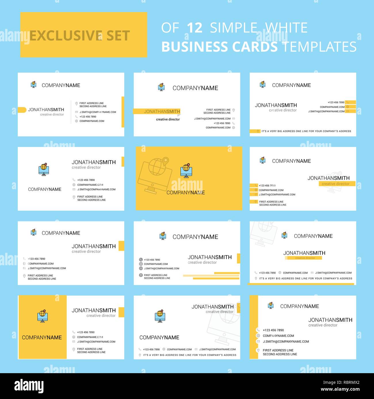 Set of 12 FInd location Creative Busienss Card Template. Editable ...