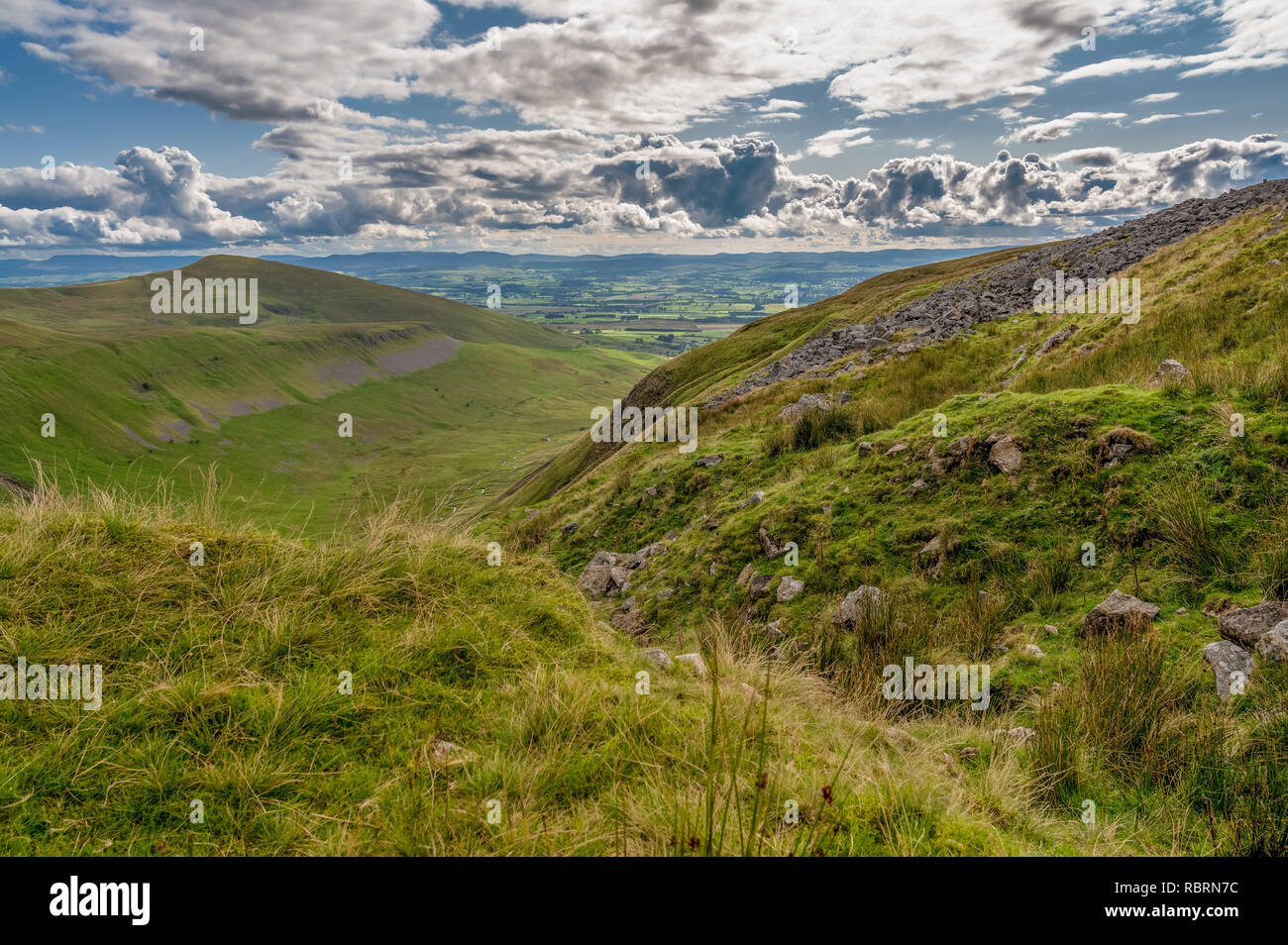 North Pennines landscape at the High Cup Nick in Cumbria, England, UK ...