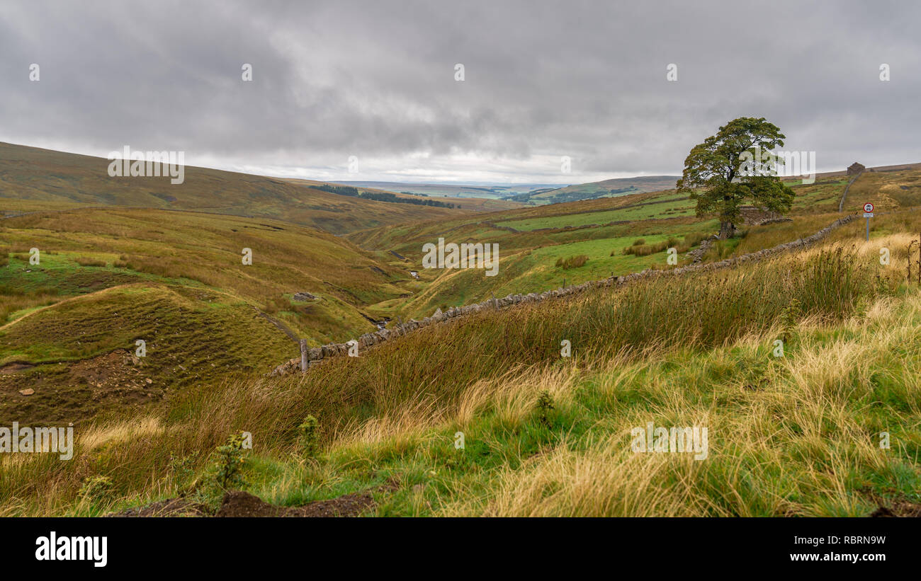Grey clouds over the North Pennines landscape near Allenheads in ...