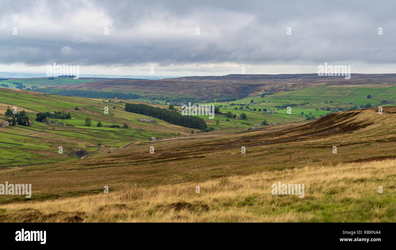Grey clouds over the North Pennines landscape near Allenheads in ...