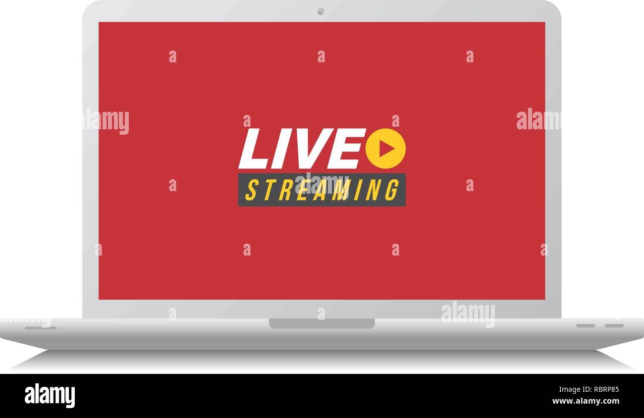 online streaming laptop flat icon cartoon vector art Stock Vector Image ...