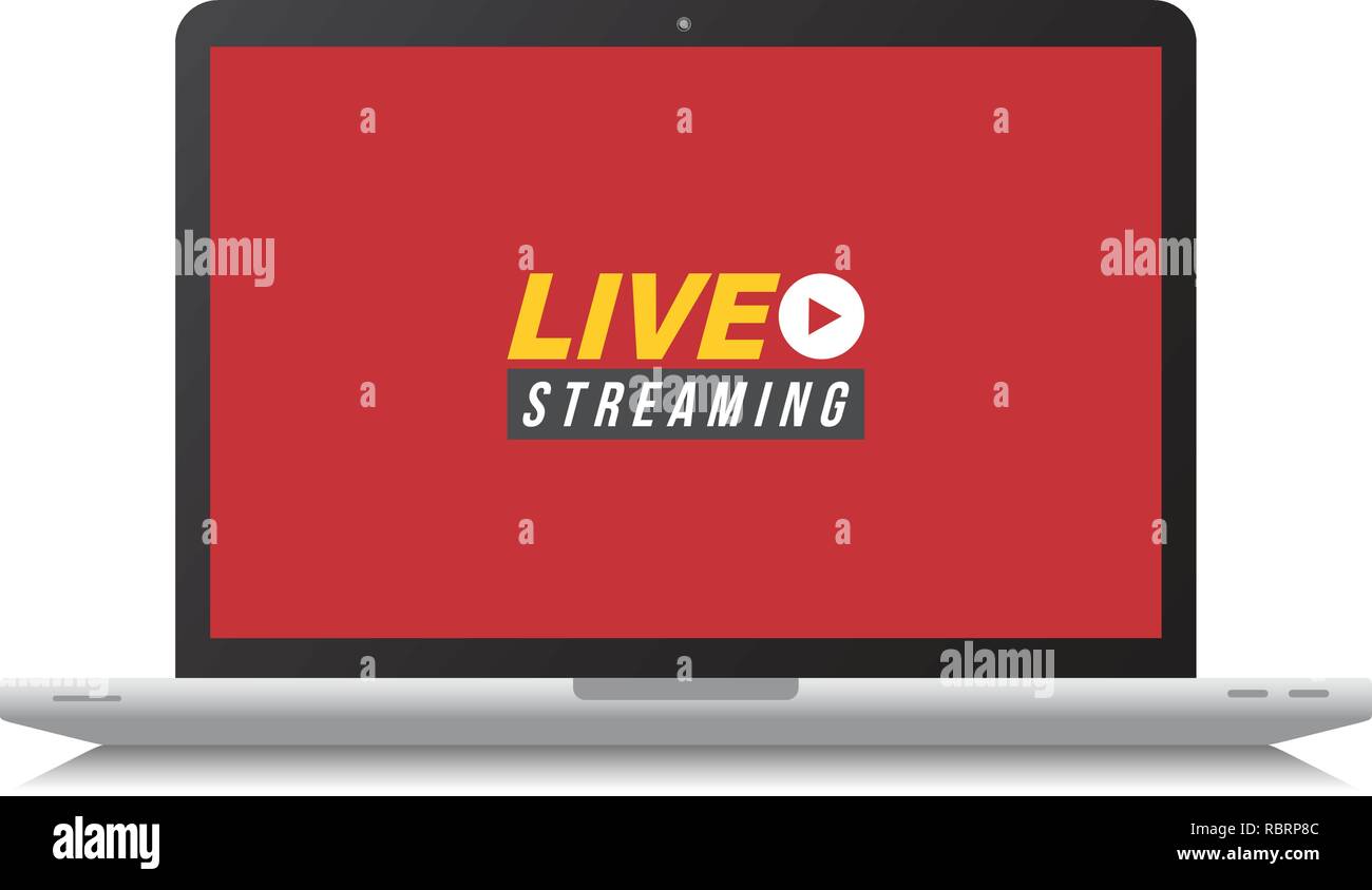 online streaming laptop flat icon cartoon vector art Stock Vector Image ...